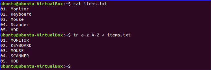 Bash Tr Command