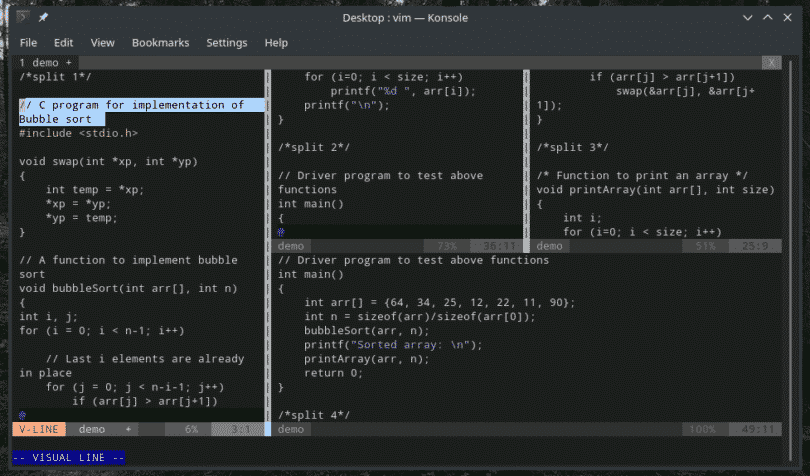 Vim Split Screen 1725