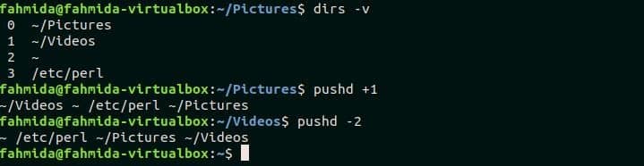 Bash pushd Command
