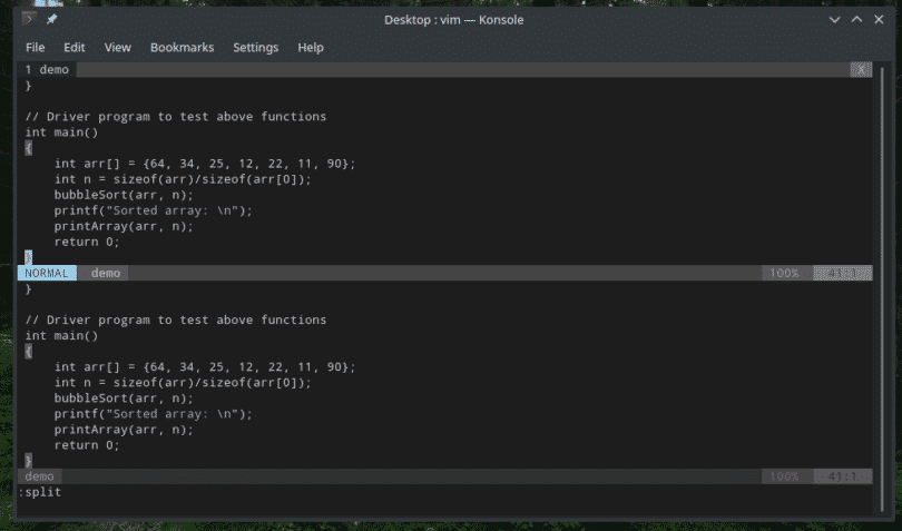 Vim Split Screen