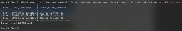 Working With Mysql Mariadb Time Zones