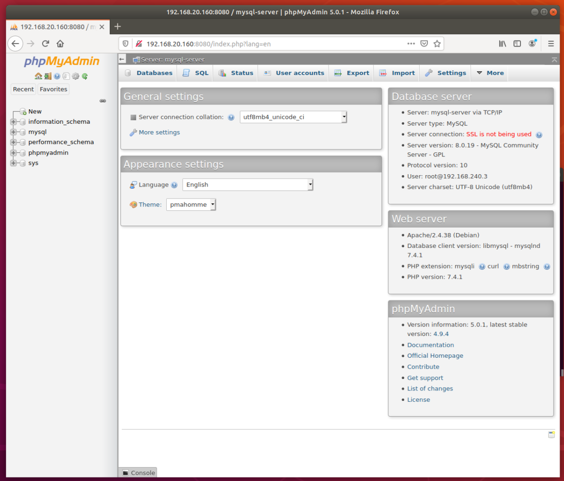 Set up a MySQL Server and phpMyAdmin with Docker