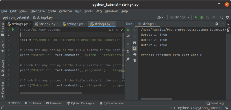 Python String startswith and endswith