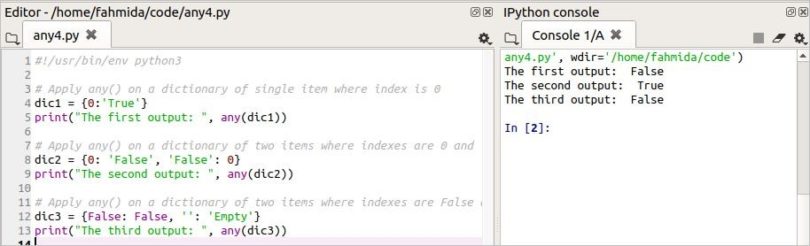 Python any() function usage
