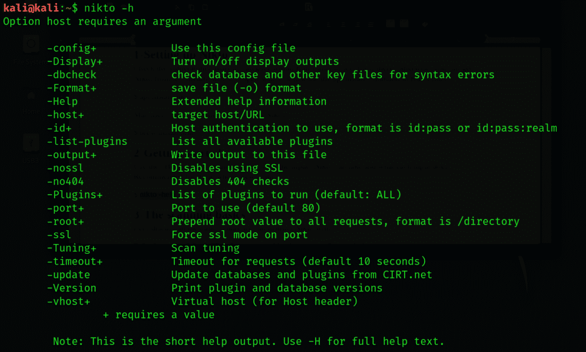 Scanning vulnerabilities with Nikto