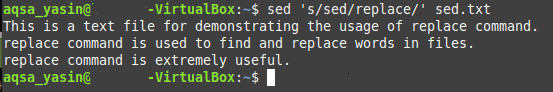 Sed Command To Replace A String In A File