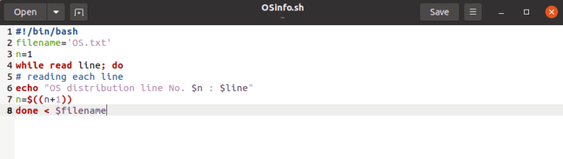 Bash: while read line