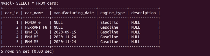 Insert Data Into a Table in MySQL