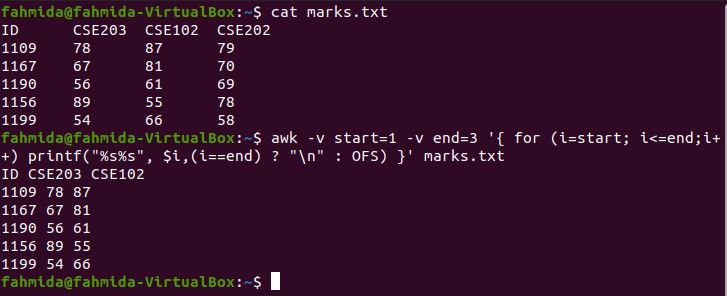 How To Print A Range Of Columns Using The awk Command