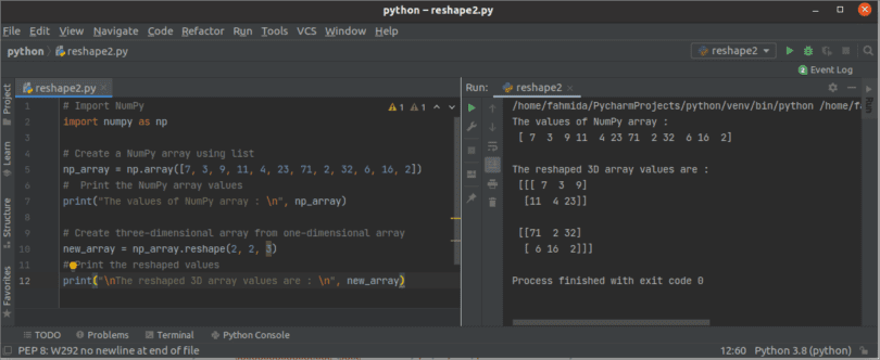 How To Use Python Numpy Reshape Function