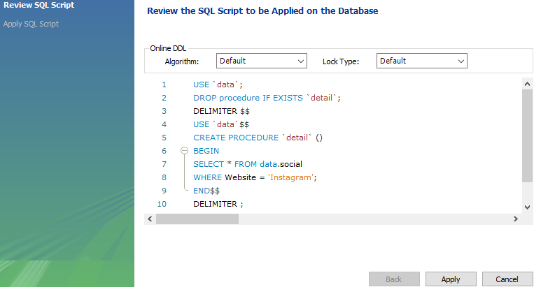 Create Stored Procedures In MySQL