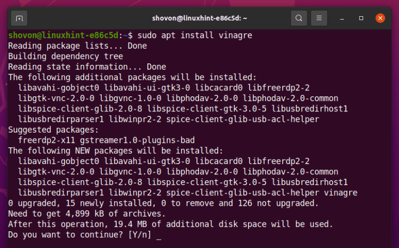 Install Vinagre Remote Desktop Client on Linux