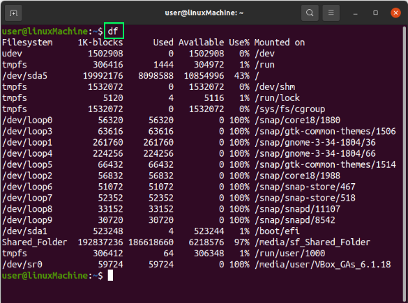 Linux Df Command