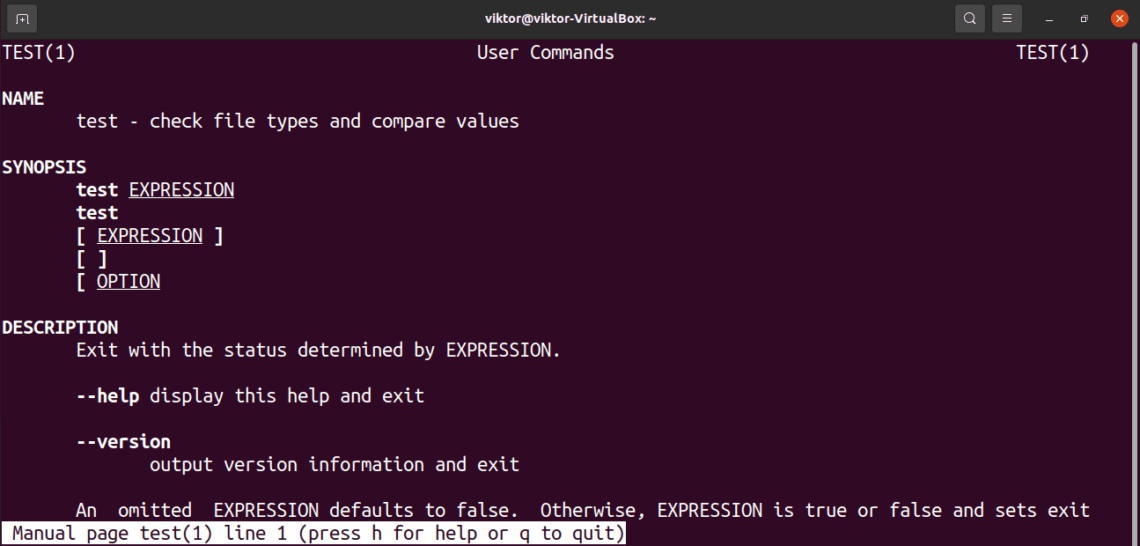 Bash Test Command