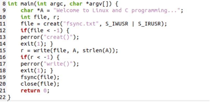 Fsync System Call in C