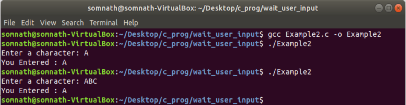 Wait for User Input: C Language