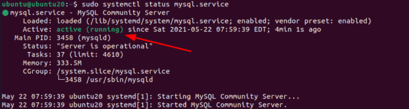 Check MySQL Status Ubuntu