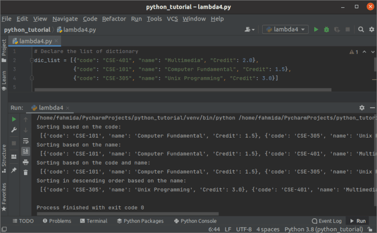 How to sort with lambda in Python