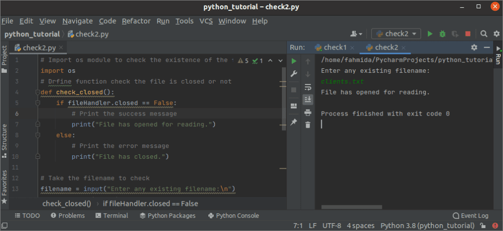 How to check a file is opened or closed in Python