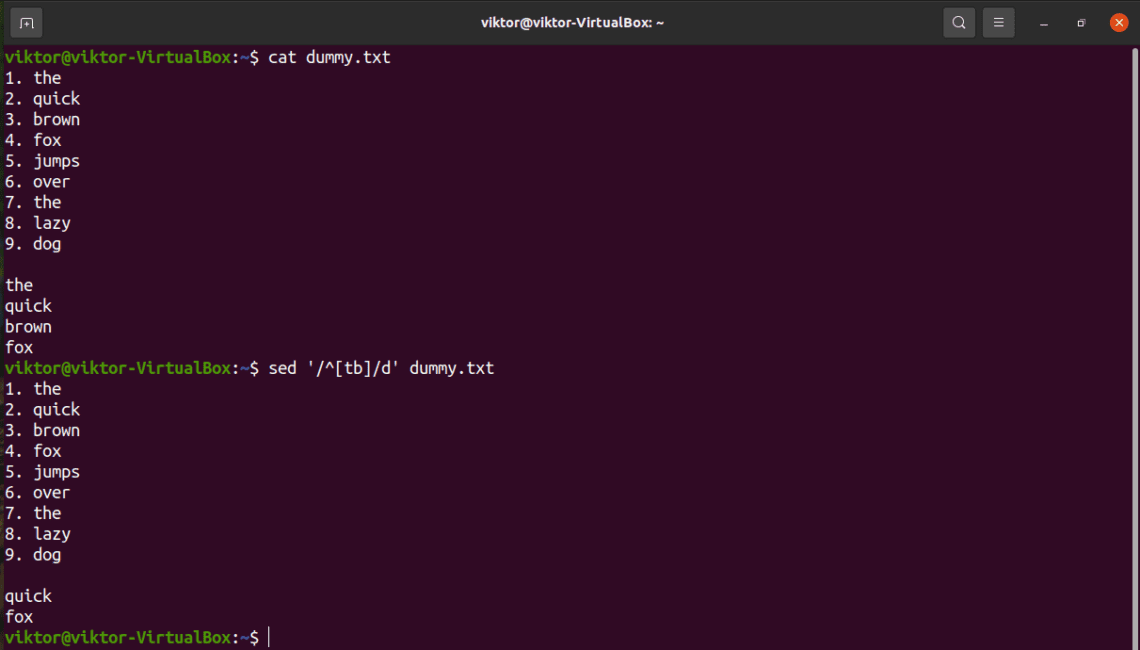 Sed Command to Delete a Line