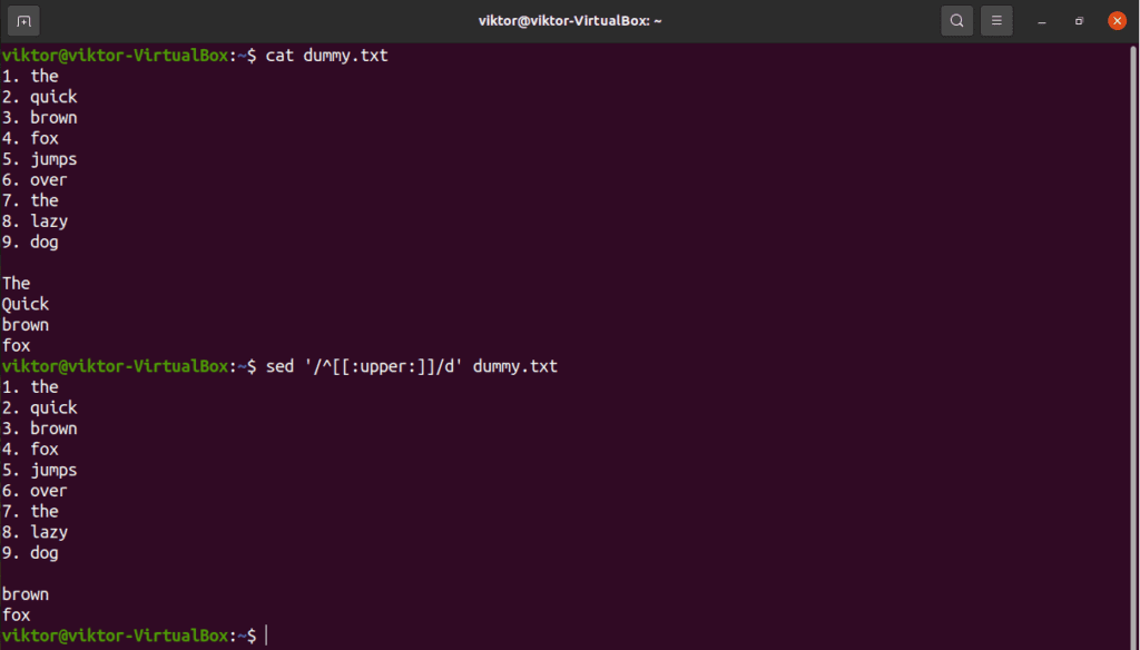 Sed Command to Delete a Line