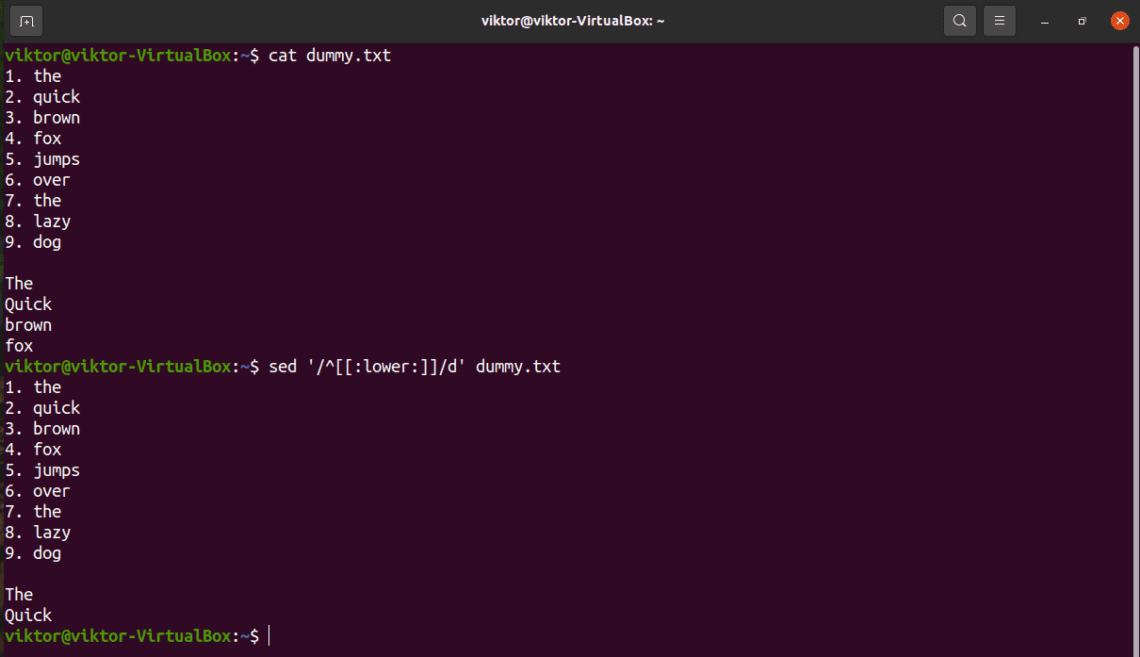 Sed Command to Delete a Line
