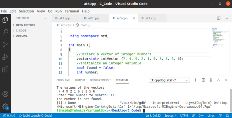 Use of at() Function in C++ Vector