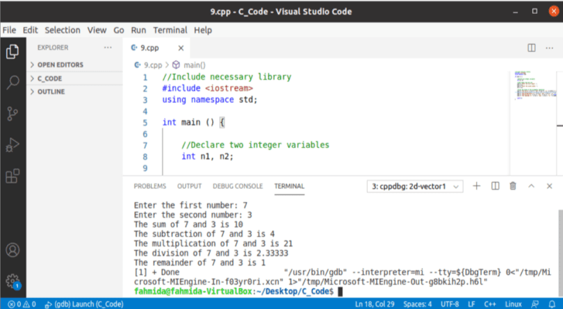 C++ Programming examples