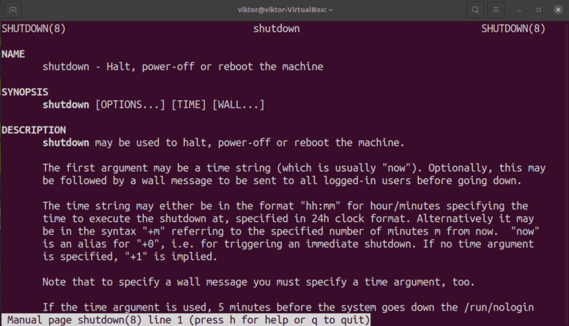 What is the Linux shutdown Command?