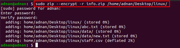 How To Create A Password Protected Zip File On Linux