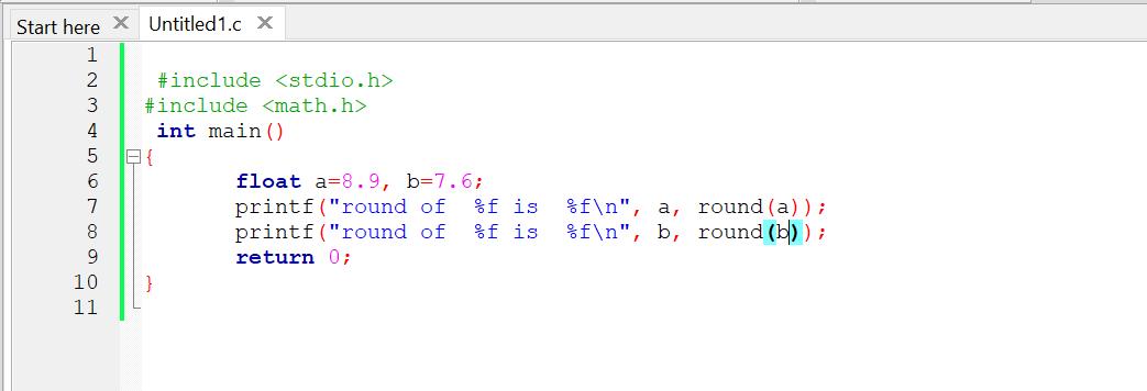 Round Function In C