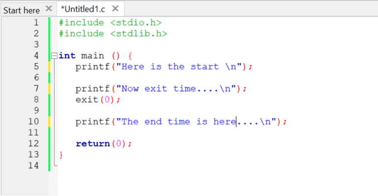 Exit Function in C