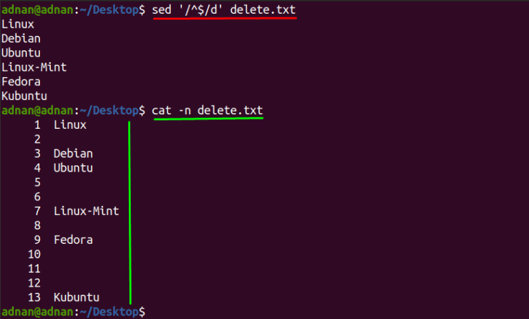 How To Delete Empty Lines Using Sed