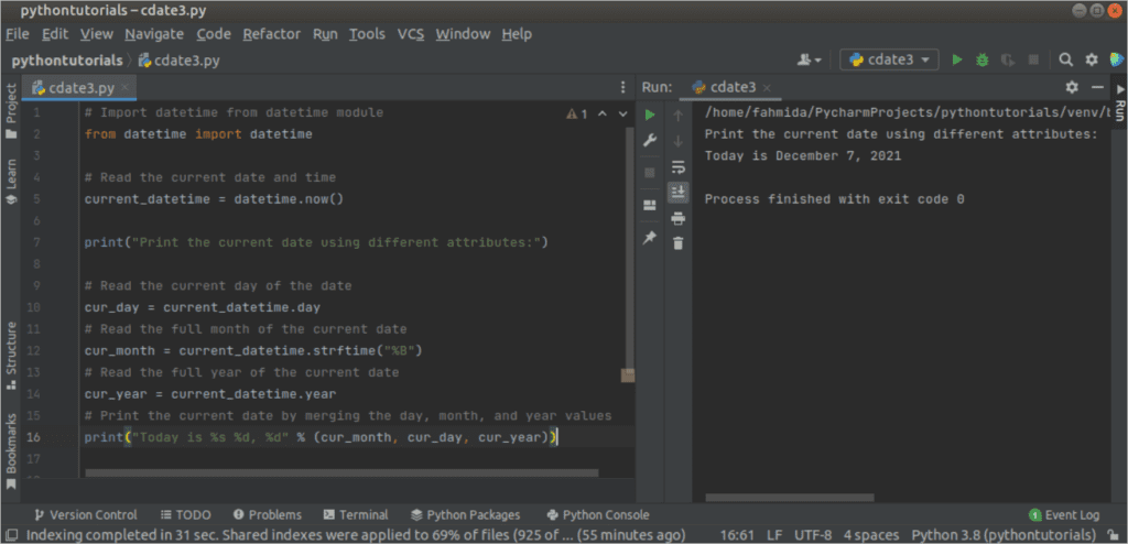 Get current date in python