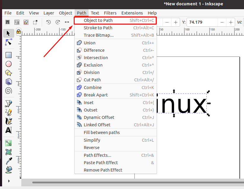 How To convert Text To Path In Inkscape
