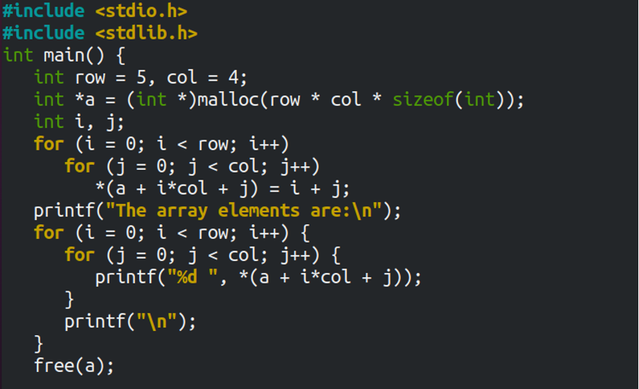 How To Create 2 Dimensional Array Using Malloc In C Programming