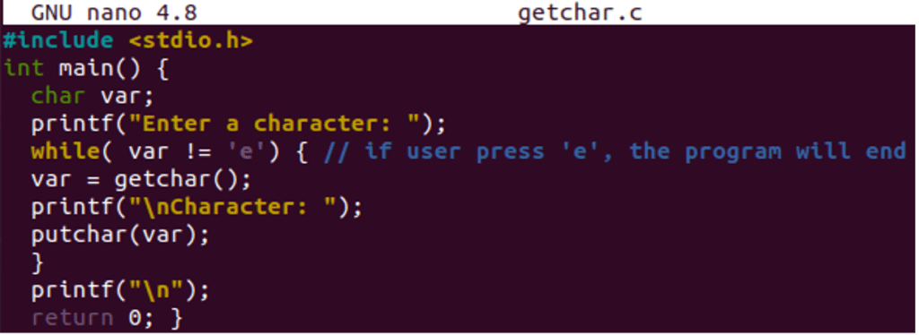 getchar Function in C