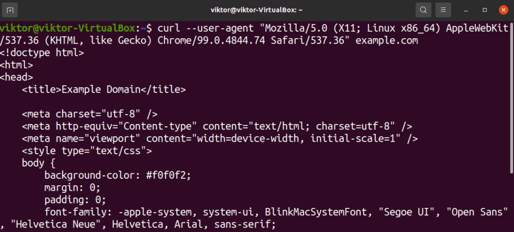 How to Set User Agent in curl