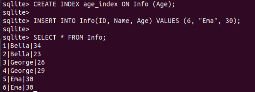 SQLite Create Index