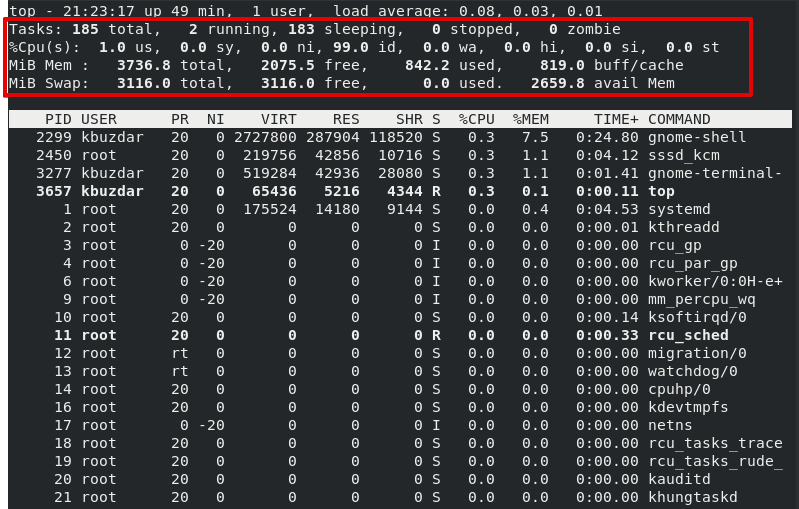 Check Memory Usage On CentOS 8
