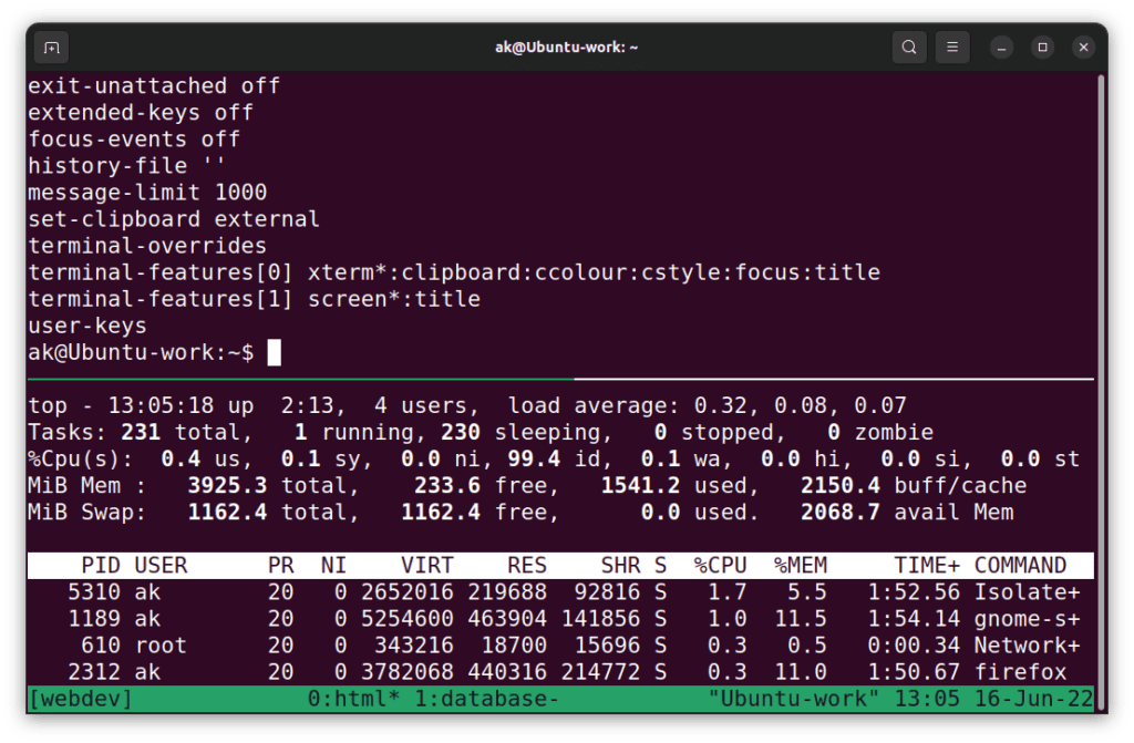 Customizing the Status Bar in tmux