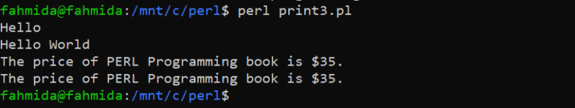 Use Of Print In PERL