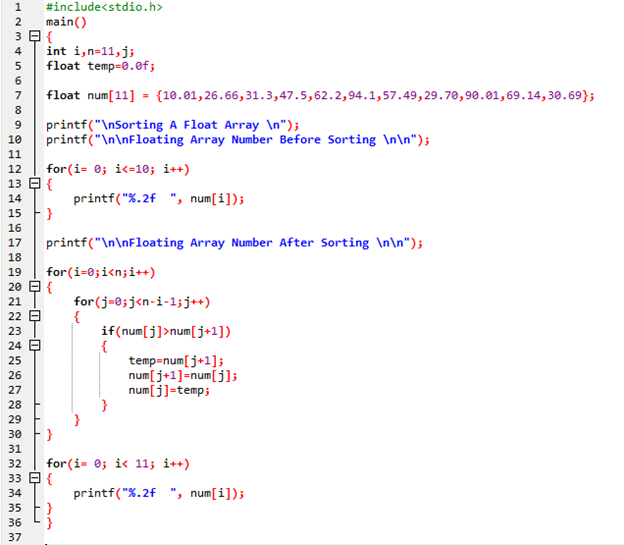 Floating Point Number Arrays In C