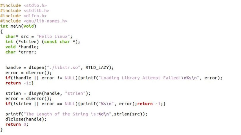 Linux Dlopen System in C