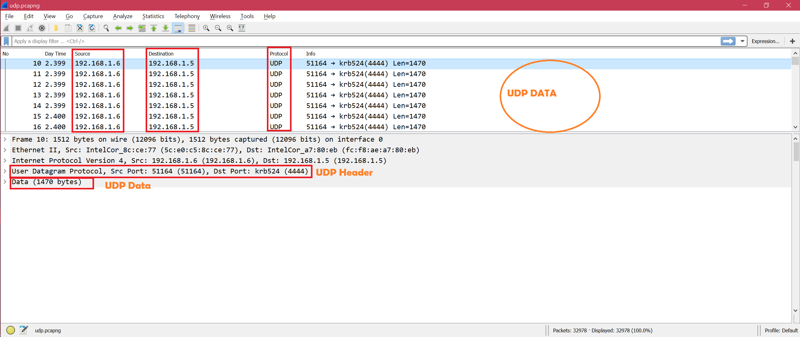 UDP Wireshark Analysis